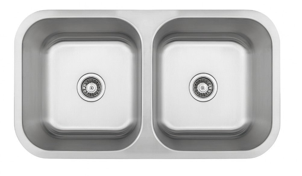 Kitchen Sink , 32.25" , Undermount , 2 Bowl , 50/50 , Stainless Steel ...