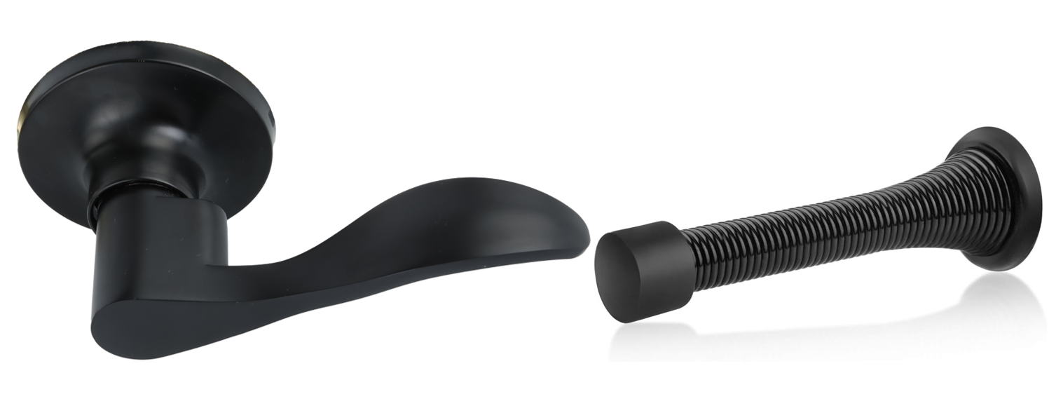 Door Lever , Wave Style , Dummy , w/Door Stop , Matte Black ...