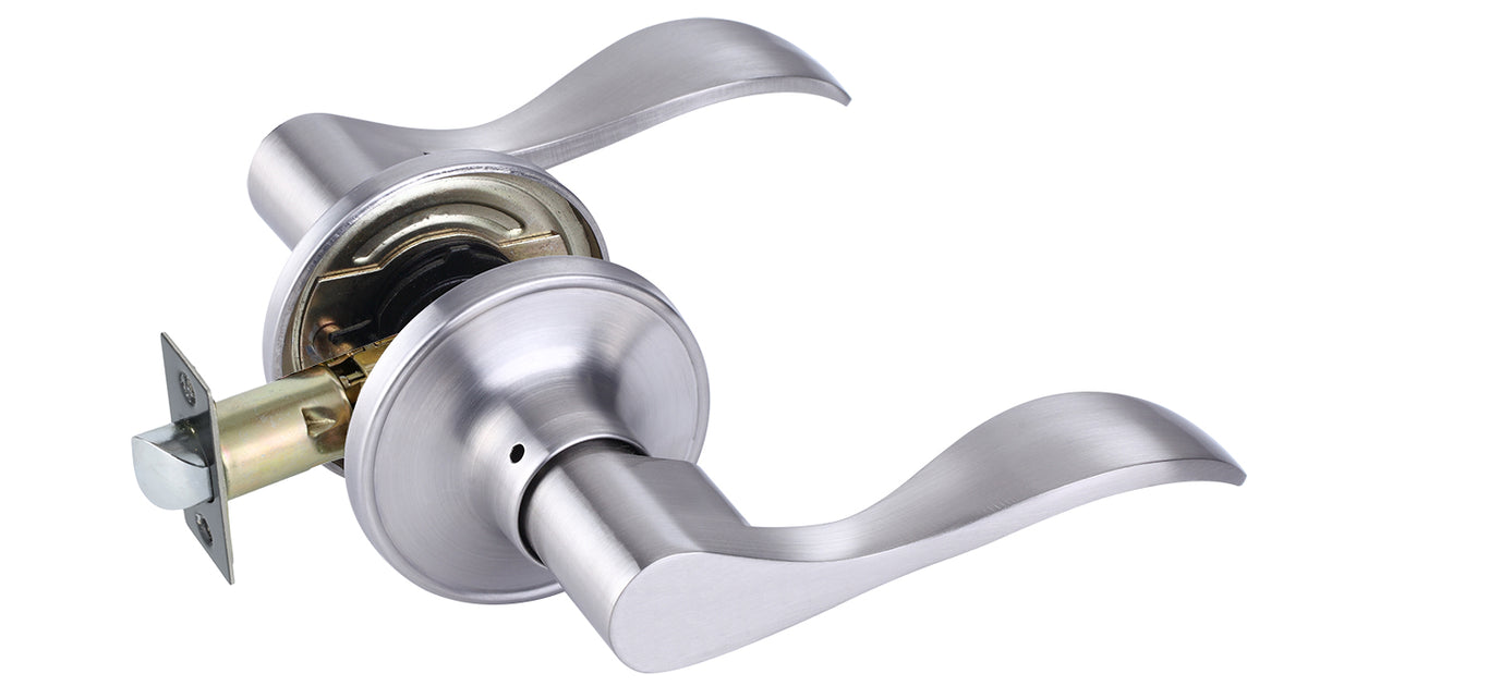Door Lever , Wave Style , Passage, Brushed Nickel — Renovation Depot