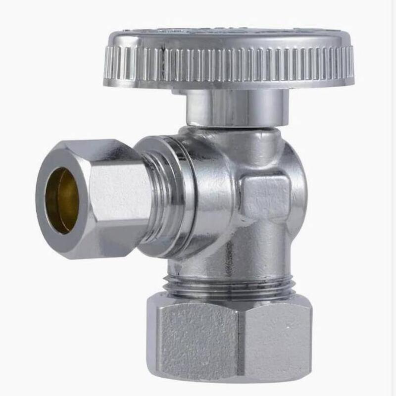 Angle Valve, 1/2" Non-Compression x 3/8" OD Compression Outlet , Brass ...